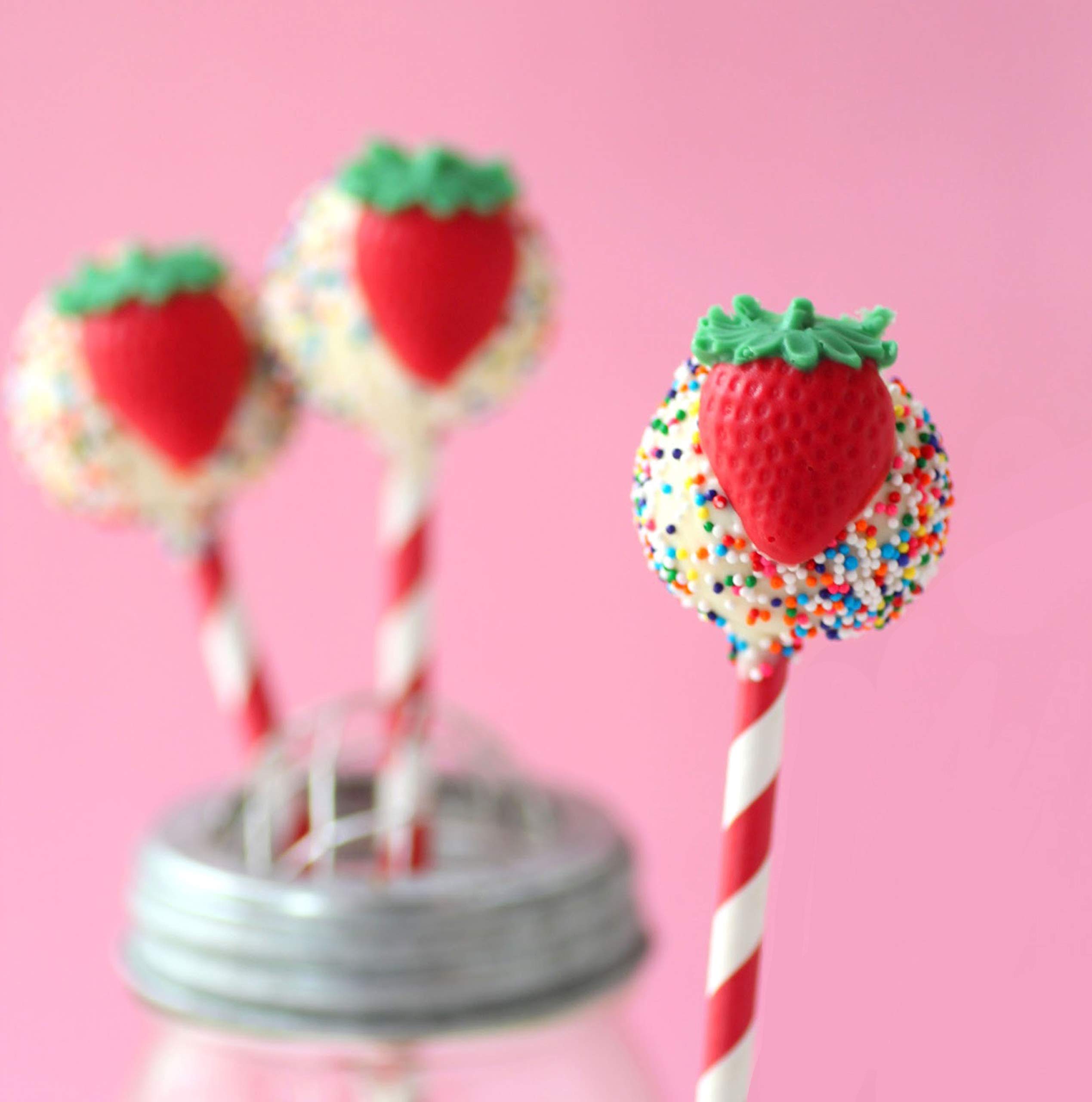 Outside the Box Papers Strawberry Shortcake Theme Polka Dot and Striped Paper Straws 7.75 Inches 100 Pack Red, Pink, Lime Green, White