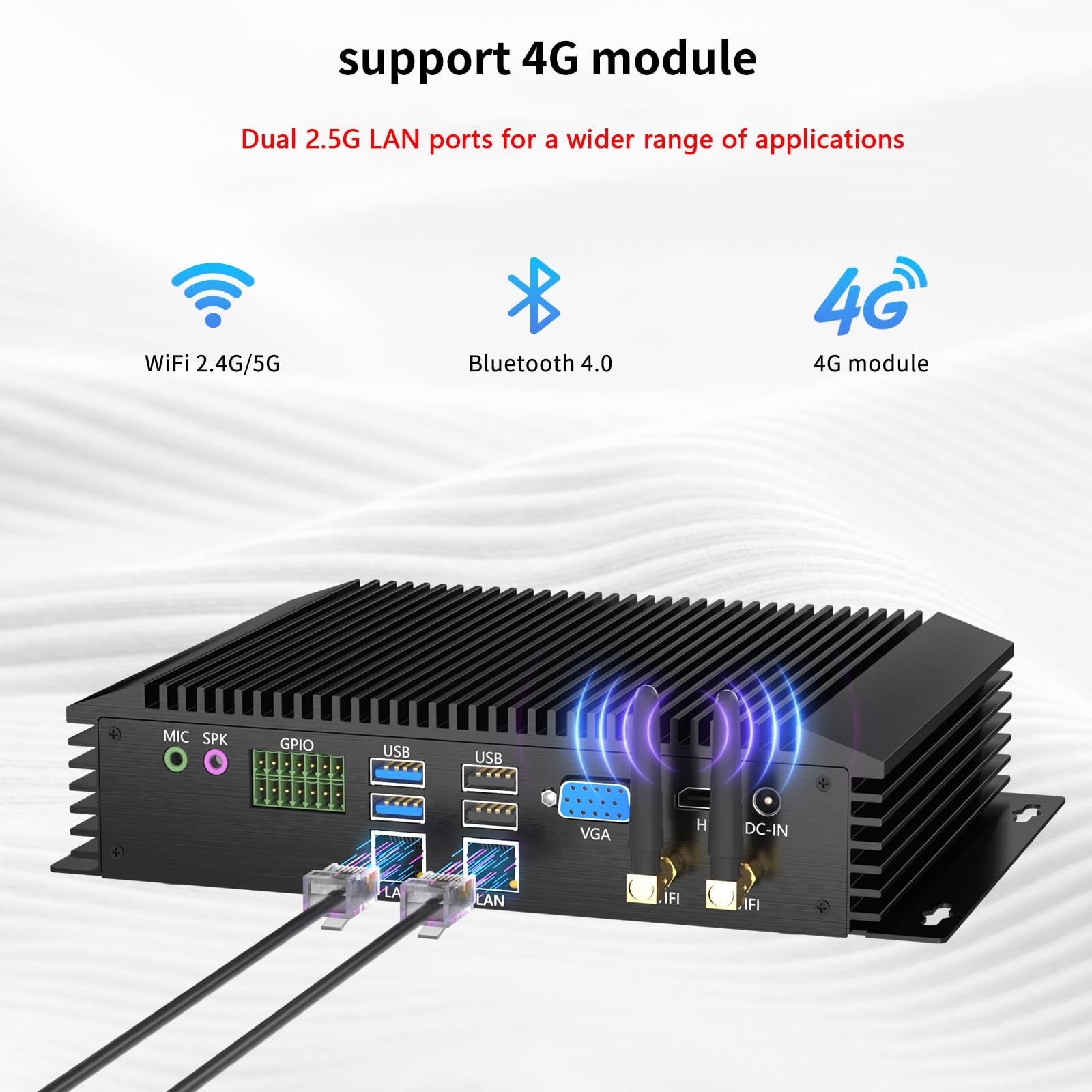 Kinupute Fanless Industrial PC, Mini Desktop Computer i7-7510U, Windows 10 Pro, 16G DDR4, 256G Msata SSD, Dual 2.5G LAN, 6xCOM RS232/RS485, HDMI/VGA, WiFi 5/BT4.0, Auto Power On, Full Metal Case