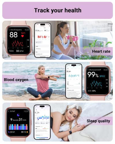 Smart Watch for Men Women(Call Receive/Dial), Alexa Built-in, 1.7" Touch Screen Fitness Tracker with Heart Rate Sleep Tracking, 60 Sports Modes, 5ATM Waterproof Smartwatch for Android iPhone, Pink