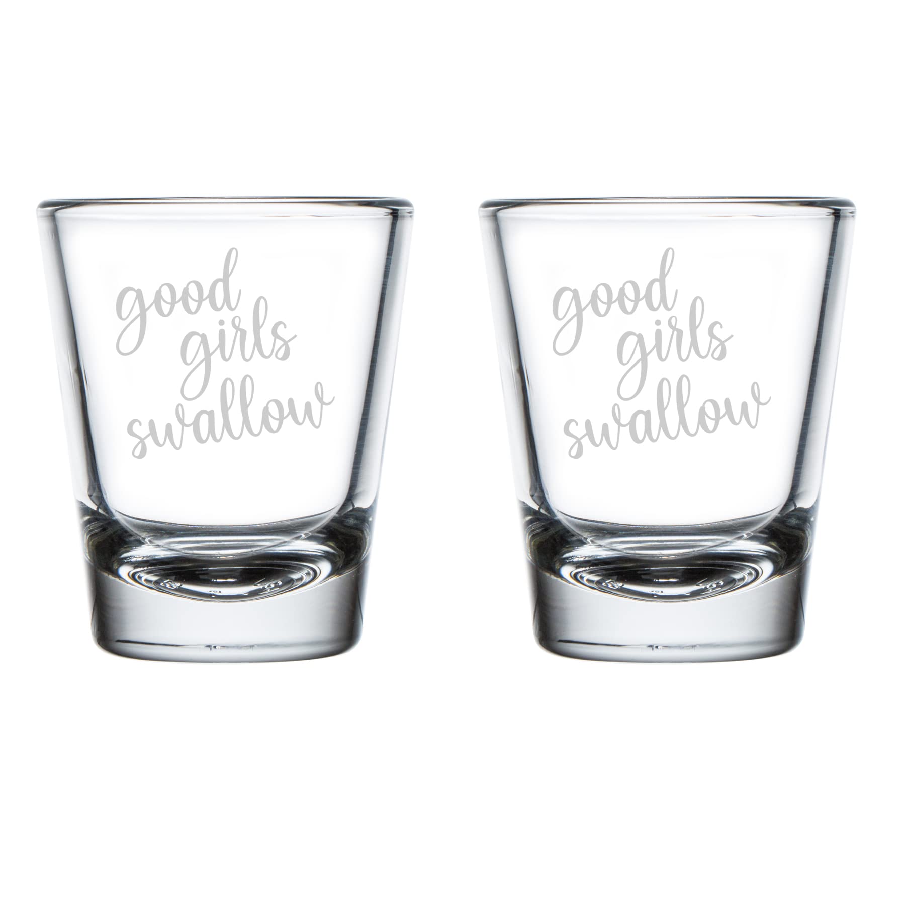 MIP Set of 2 Shot Glasses 1.75oz Shot Glass Gift Good Girls Swallow Funny