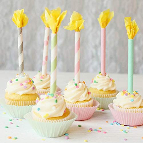Outside the Box Papers Gold and Pink Stripe and Chevron Paper Straws 7.75 Inches 100 Pack Gold, Pink, White