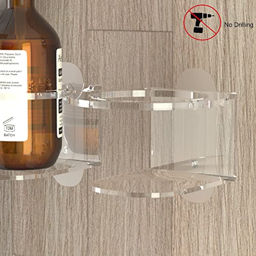 Swvzwy Acrylic Bathroom Adhesive Shelves,No Drill,Will Not Damage Bathroom Tiles, Renter Friendly Shelves