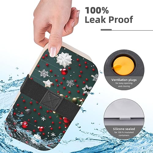 Round Ball Christmas Tree Adult Lunch Box, Bento Box, With Cutlery Set Of 3, 2 Compartments, Rectangular, Lunch Box For Adults
