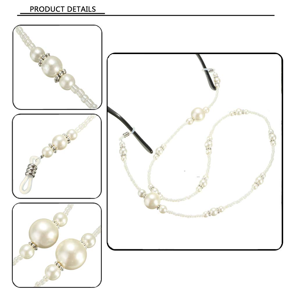Pinksee Pearl Beaded Eyeglass Chain For Women Glasses Holder Strap