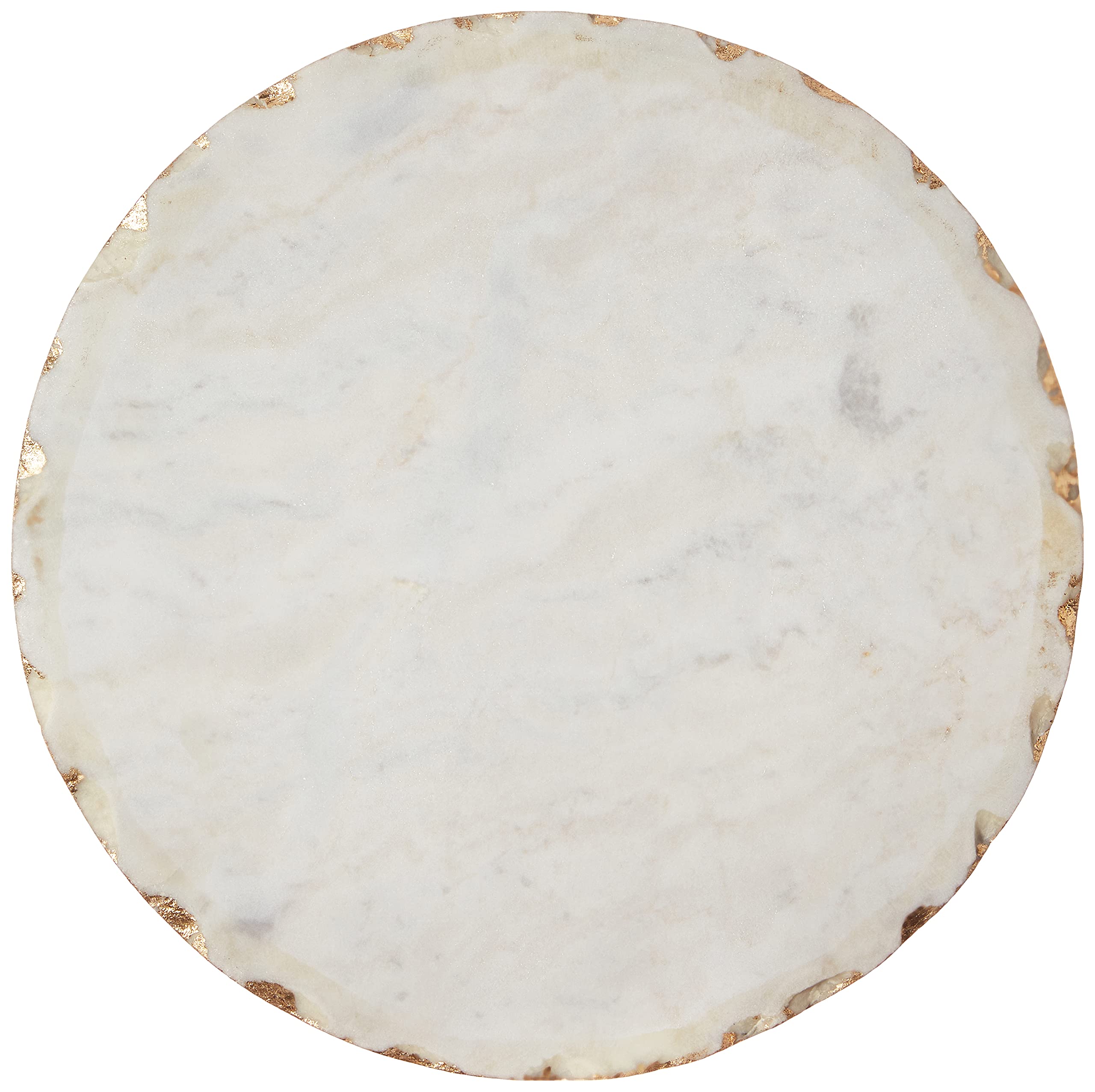 Mud Pie Marble Trivet, 1 1/4" x 8 1/2" Dia, Gold and Mud Pie - 40700003 Mud Pie Marble and Gold Edge Hostess Set Serving Platter, One Size, White