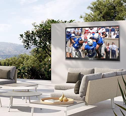 SYLVOX Outdoor TV with Wall Mount, 55 inch Waterproof 4K Smart TV, Outdoor Television Support Bluetooth WiFi for Full Sunshine Areas 2000nits (Pool Series)