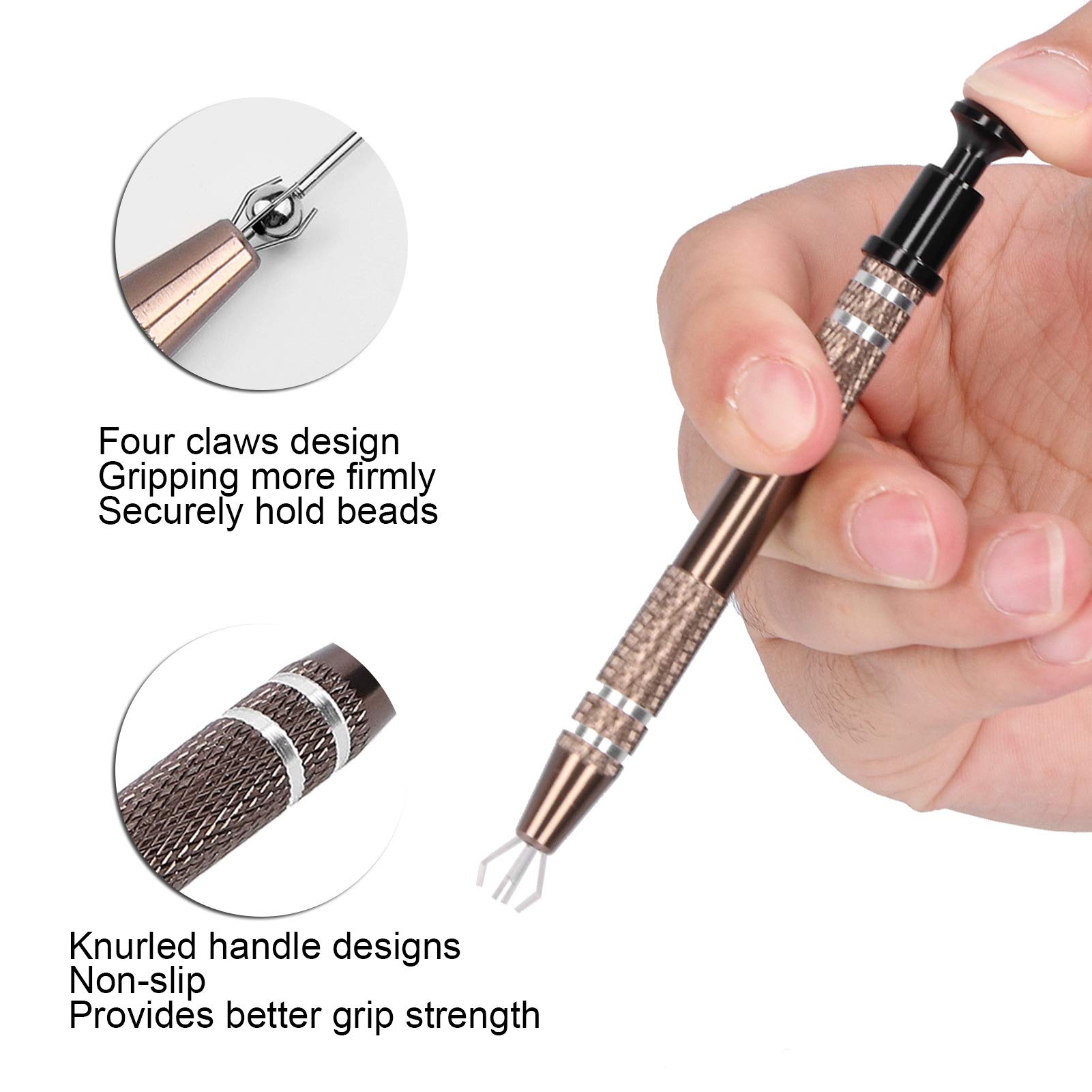 Srliya 2pcs Tattoo Tool 4 Prongs Bead Holder Alloy 4 Prongs Bead Holder Jewelry Bead Grasping Pick Up Tool Body Piercing Accessory