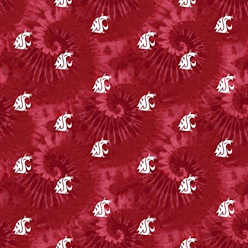 SYKEL ENTERPRISES Washington State University Cotton Fabric by Sykel-Licensed Washington State WSU Cougars Tye Dye Cotton Fabric
