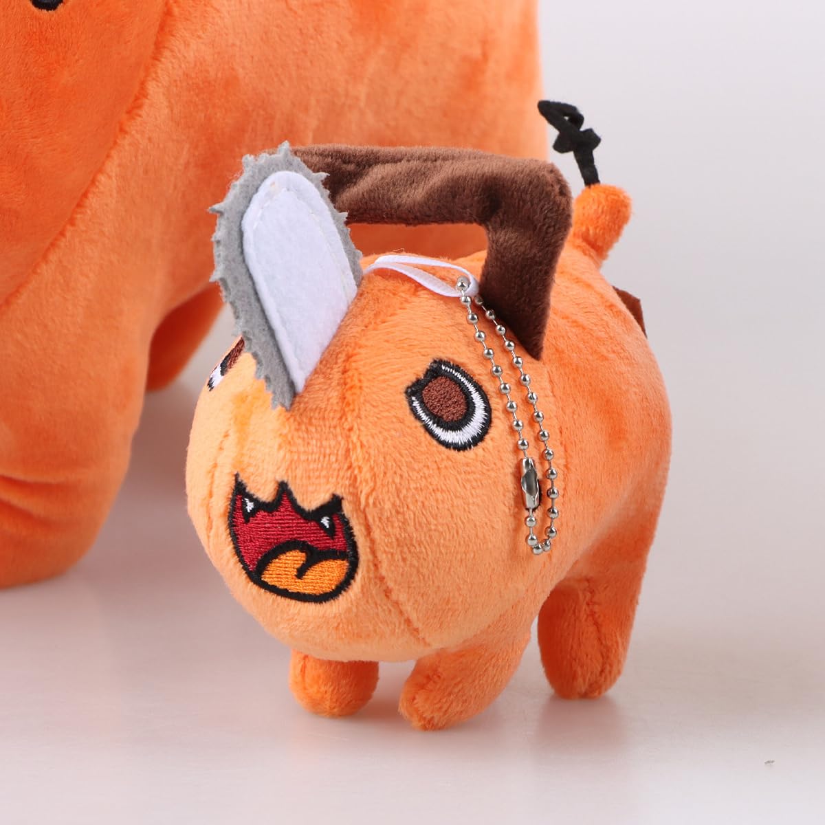 Roffatide Anime Plushie Chainsaw Man Plush Pendant 3.9'' Pochita Fluffy Keyrings Orange Cute Stuffed Keychains