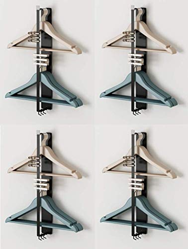 Laundry Mess Killer l Laundry Room Magnetic Clothing Hanger Organizer | Optimize Your Home Storage l Sort Laundry System l For Drawers, Dresser, Shelves, Suitcase, Wardrobe, Cabinets - Pack of 4 BLACK