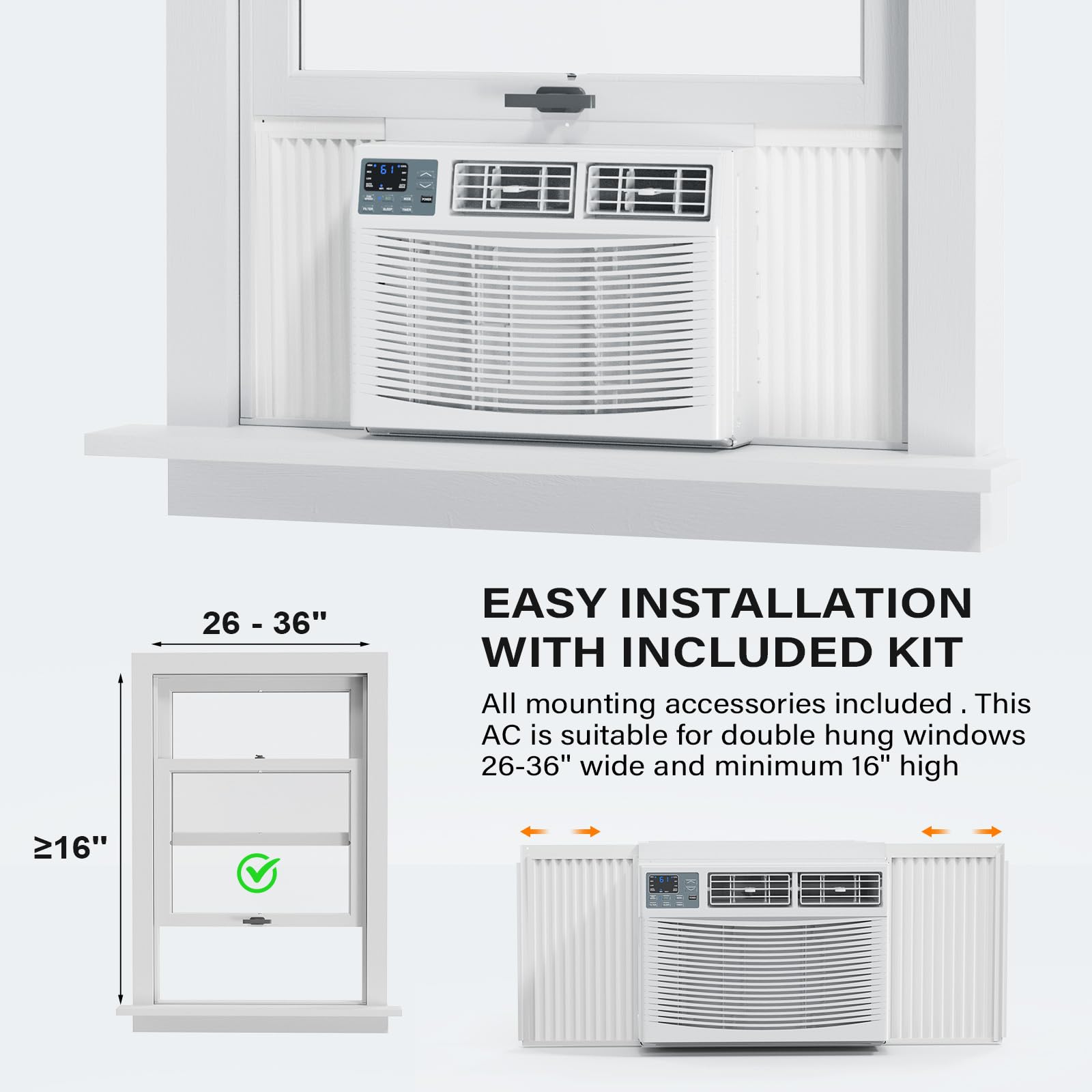 ROVSUN 12000 BTU Window Air Conditioner with Heat, Window AC Unit & Heater Combo with APP & Voice Smart Control, Timer Function & Easy Installation Kit, Work with Alexa/Google Assistant, 208/230V