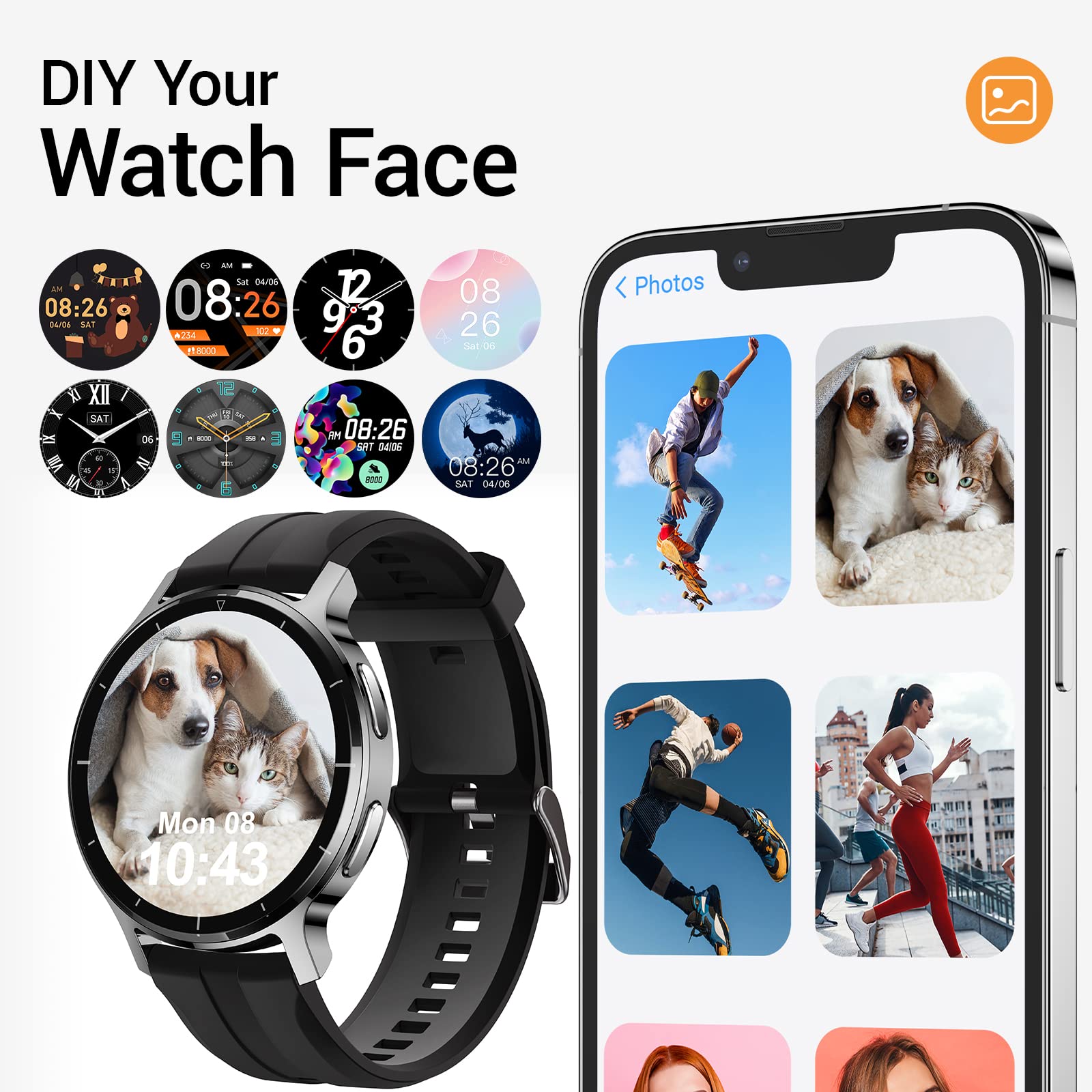Smart Watch for Women, IP68 Waterproof 14 Sports Mode, 1.3'' HD Touch Screen Fitness Tracker with Flashlight & Interactive Button for iOS 11.0 & Android 6.0, 24/7 Monitor & Heart Rate & Sleep & SpO2