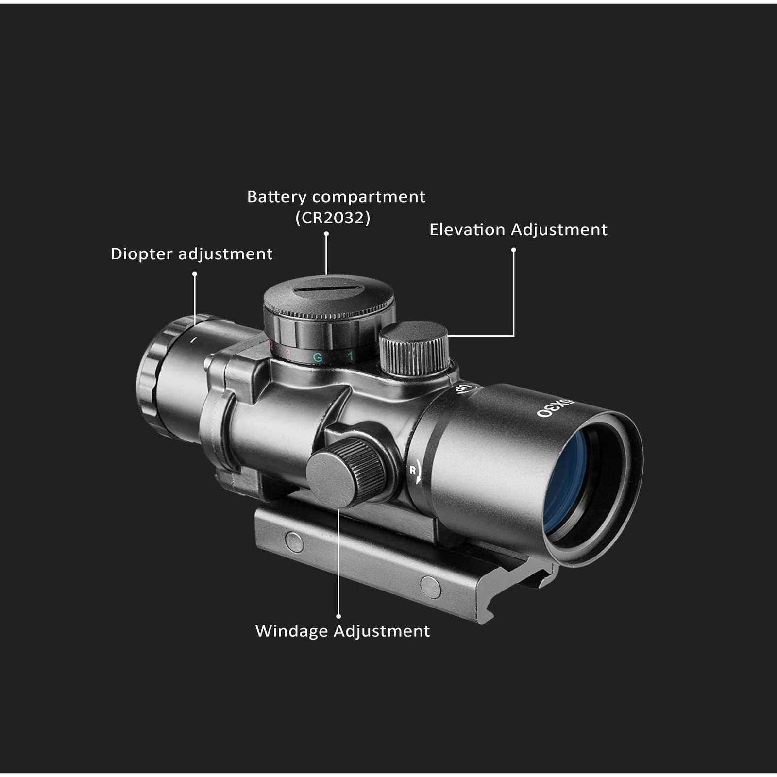 Higoo 3.5x30 Prism Optics Compact Scope Tri-Illuminated BDC Etched Reticle Riflescope with 20mm Rail Mount
