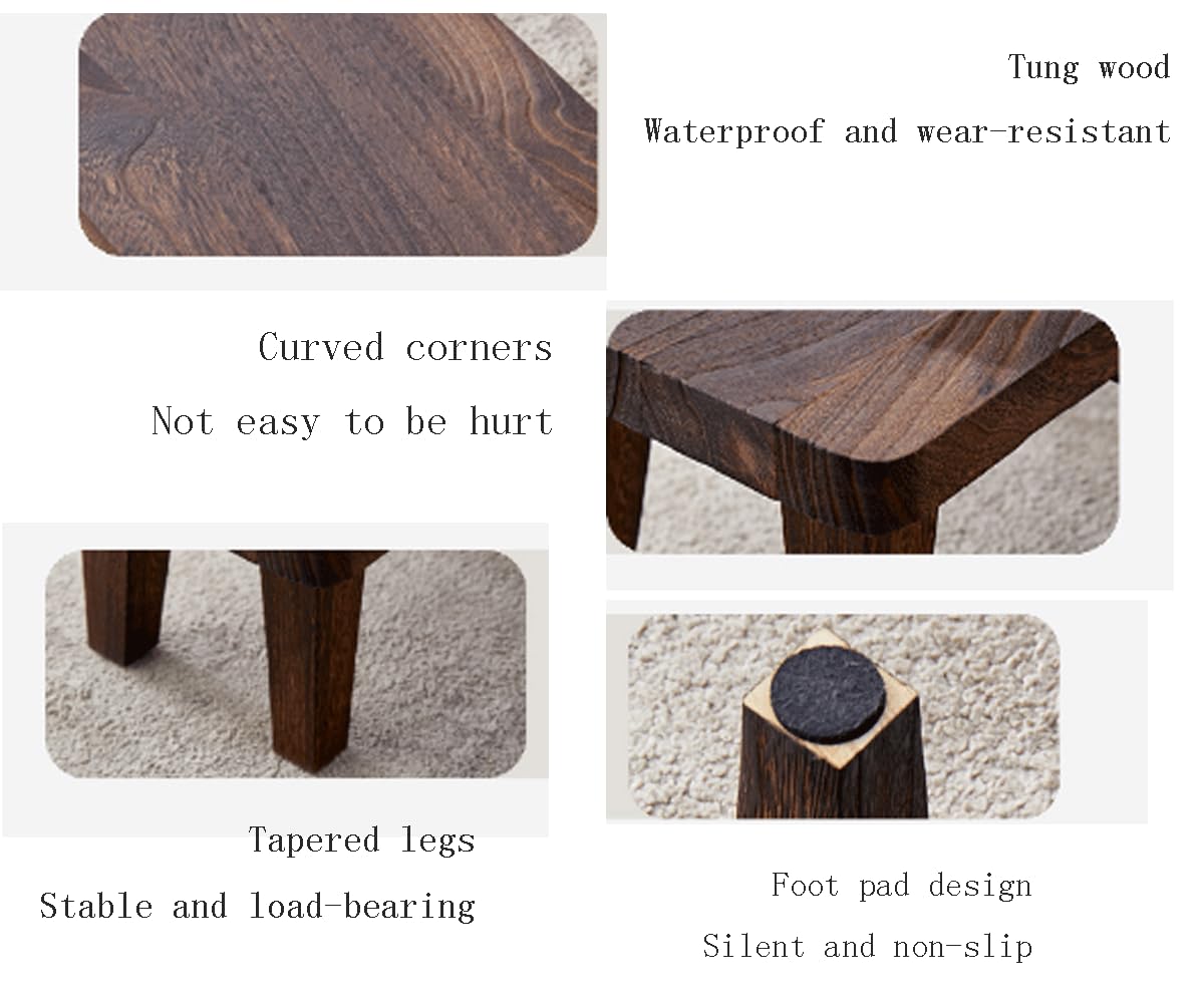 TEMIREN Solid Wooden Bench Household Stool,Living Room Step Stool Short Stool,Coffee Table Stool Shoe Stool,Wooden Plant Stand (11.8 "x7.8 x6.3) (Heavy Carbon)