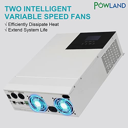 POWLAND 5000W Solar Inverter Charger, Max 500V PV Input, 110V 120V AC Off-Grid Inverter, Pure Sine Wave, Built-in 80A MPPT Charge Controller, for 48V Lead Acid or Lithium Battery