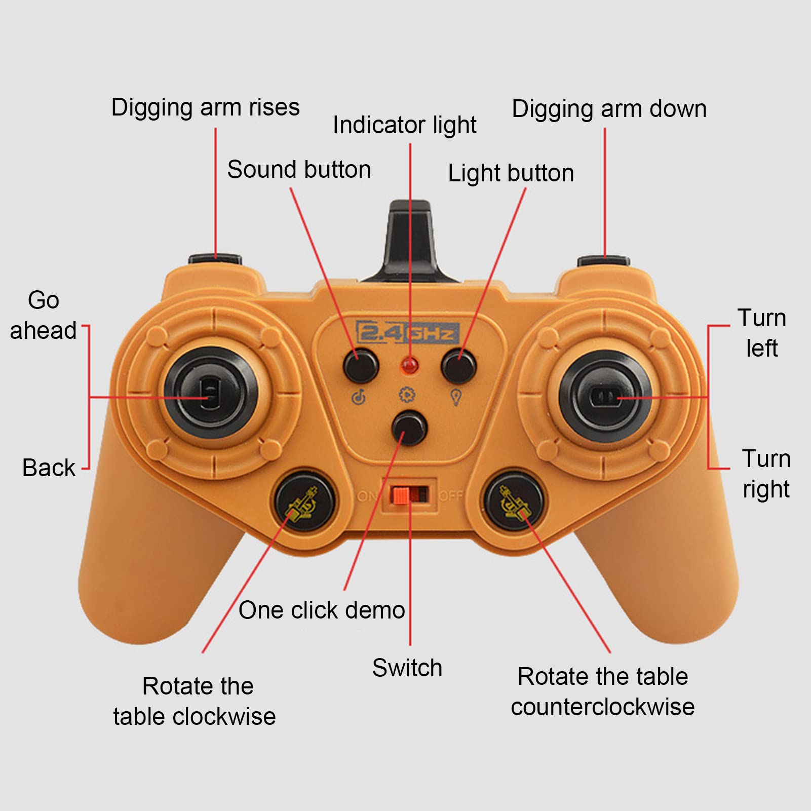 Remote Control Excavator RC Excavator Toy Dynamic Sound Flexible Excavator Arm Lighting Blessings for Kids Toys Dual Battery