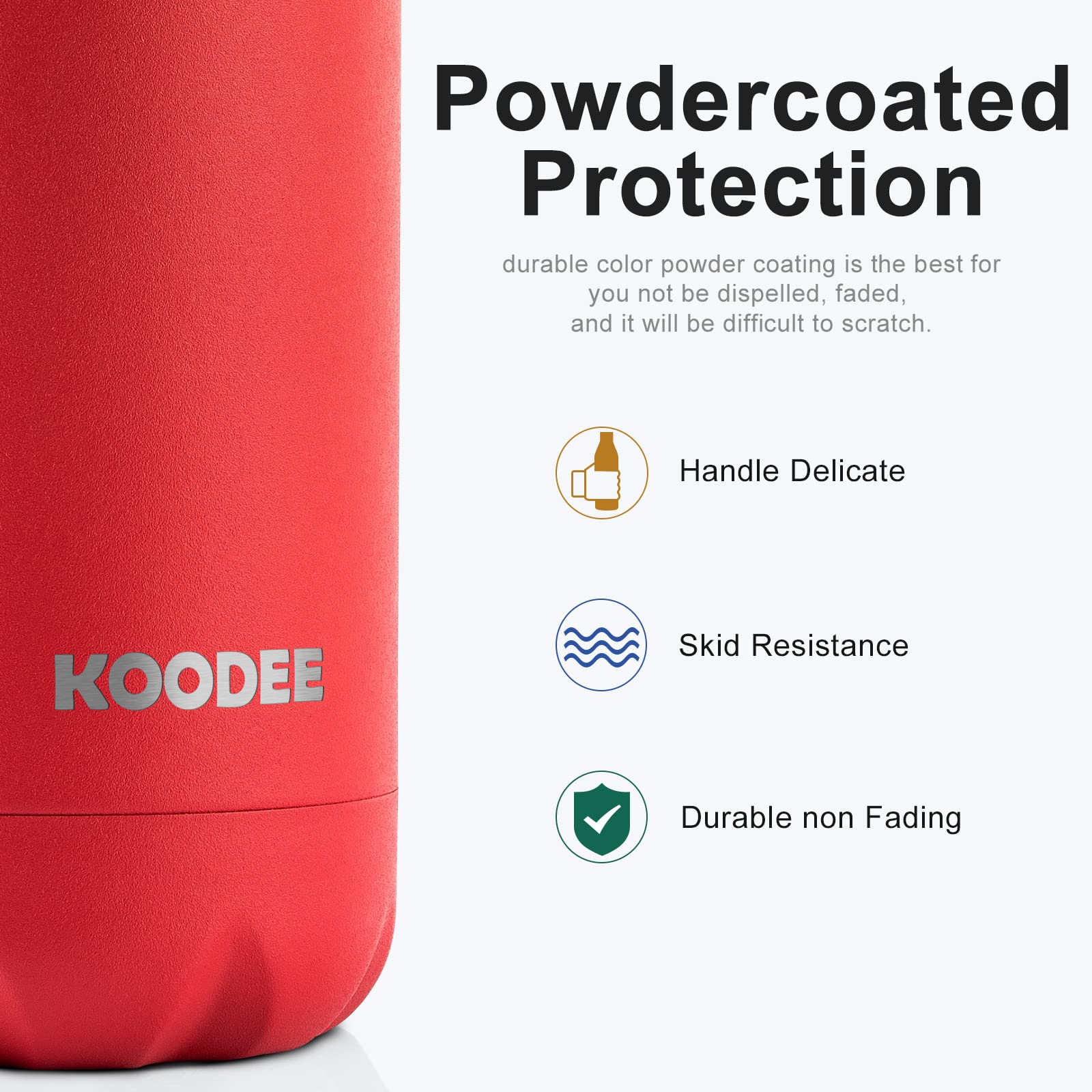 koodee Insulated Water Bottle(2 Pack) 18/8 Stainless Steel Double Wall Vacuum Water Bottle, 17 oz Cola Shape Travel Thermal Flask (2 Pack Aquamarine Blue)