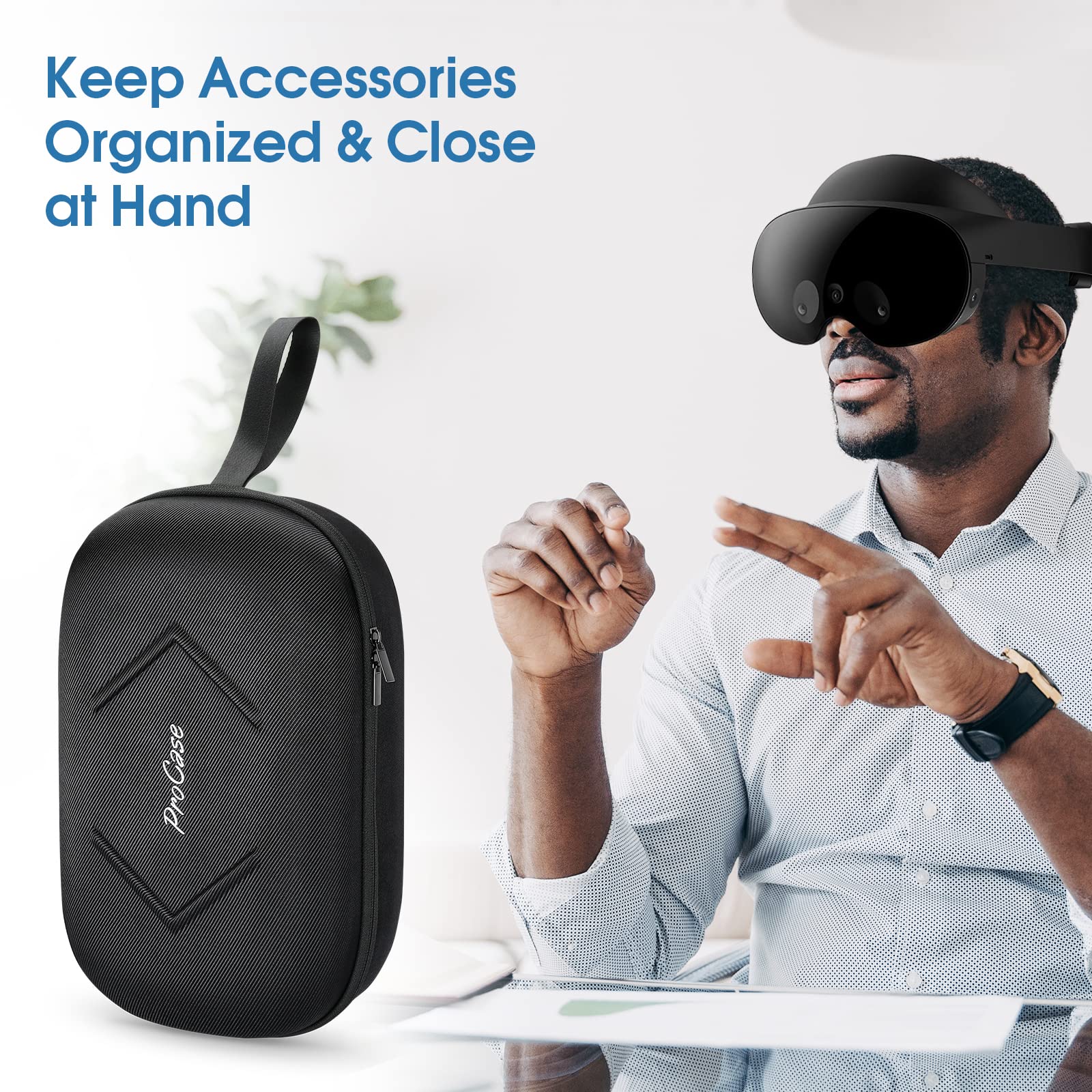 ProCase Hard Travel Carrying Case Compatible with Meta/Oculus Quest Pro/Quest 3, Protective Large Storage Organizer for VR Gaming Headset, Controllers, Charging Dock, Adapter and Accessories -Black