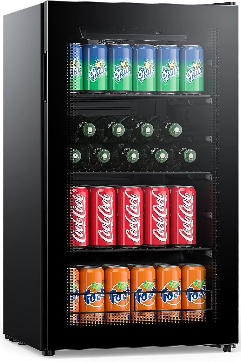 Miroco MI-EF001 3.2 Cu.Ft. Beverage Refrigerator Cooler, Drink Fridge with 3 Layer Glass Door, 3 Removable Shelves, Touch Control, Digital Temperature Display, Digital LED Display