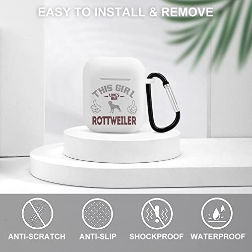 This Girl Love Rottweiler Silicone AirPods Case Protective Cover Compatible with AirPods 2 & 1 with Keychain
