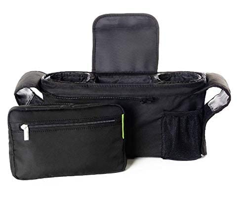 Stroller Organizer,Universal Stroller Bag with Insulated Cup Holders & Large Storage Capacity, Stroller Accessories,Fits for Pushchair Pram, Buggy, Pushchair, Wheelchair (Black)