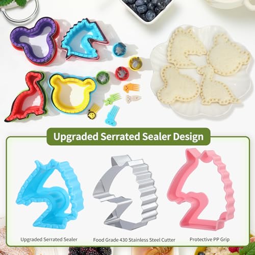 MUYIYAMEI Sandwich Cutter and Sealer set, 4 Bread Sandwich Sealer Pancake Maker DIY Children's Cookie Cutter Bento Box, Mouse head, Dinosaur, Bear head, Horse head, Cookie Cutter Mold.