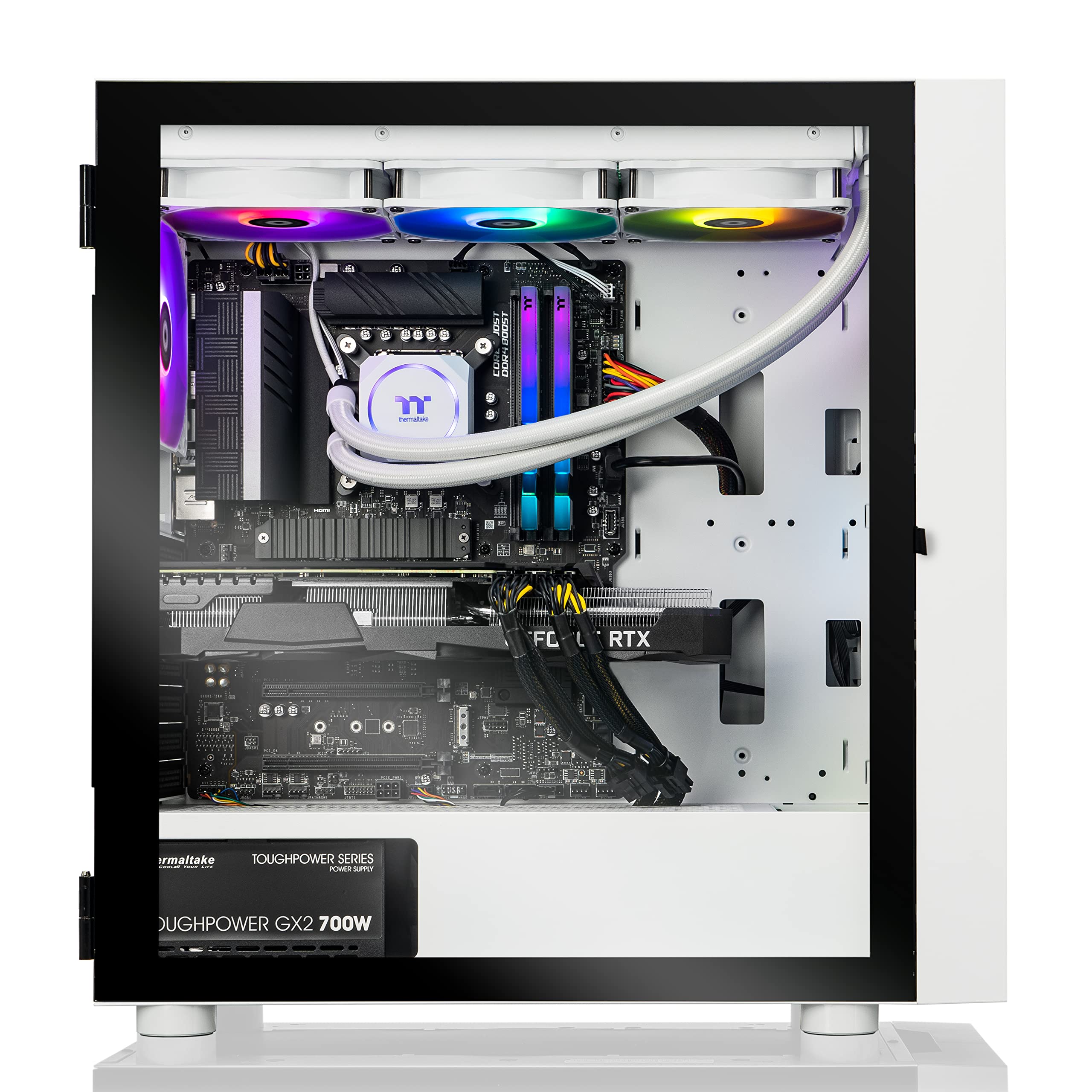 Thermaltake Aero i370 R4 AIO Liquid Cooled Gaming Desktop (Intel® Core™ i7-12700KF, ToughRam RGB DDR4 3600Mhz 16GB, NVIDIA® GeForce RTX™ 3070, 1TB NVMe M.2, Win10 Home) H5AR-Z690-370-LCS