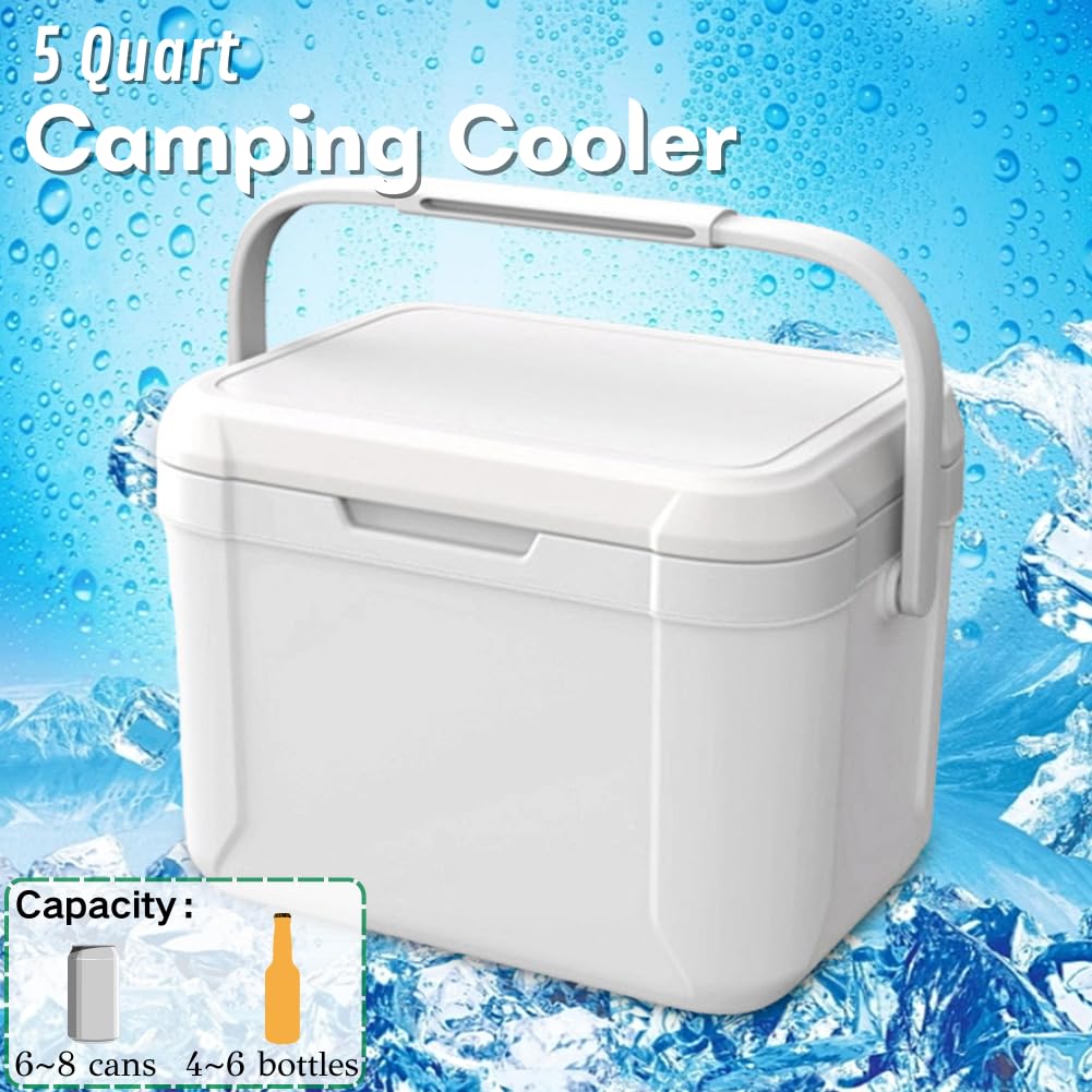 HiGropcore 5/8/13 Quart Camping Cooler with Temperature Indication - Hard Ice Retention Cooler Lunch Box - Portable Small Insulated Cooler