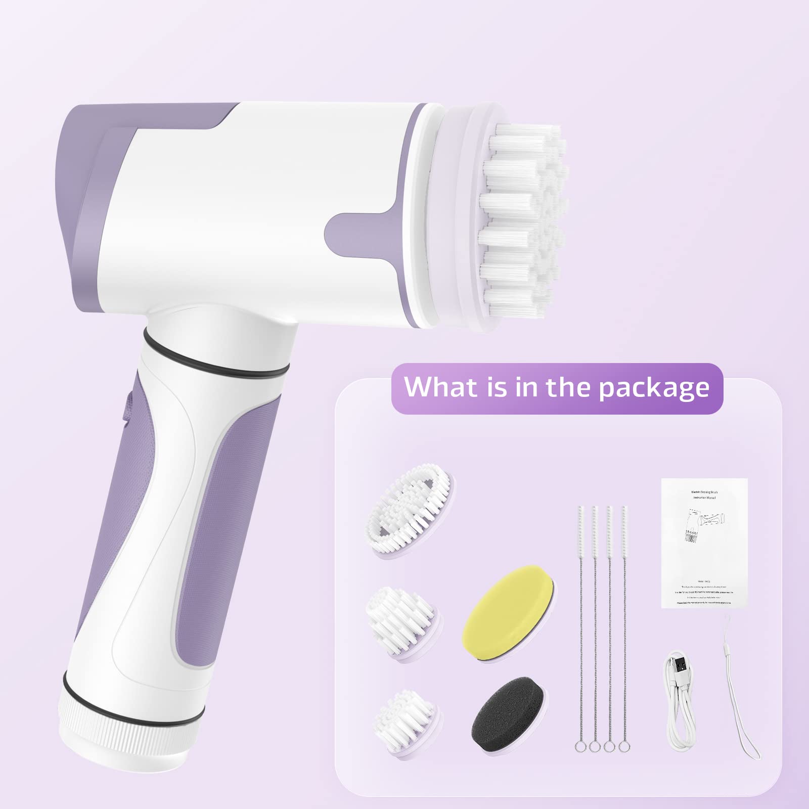 SUPREUN Electric Spin Scrubber Cordless - Electric Cleaning Brush for Bathroom,Power Shower Scrubber Cleaning with LED Display for Tub,Floor,Tile,Window,Kitchen,6 Replaceable Brush Heads,Dual Speed