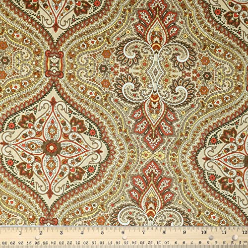 RTC Fabric, 100% Cotton Duck 54" Paisley Brown Fabric, Per Yard