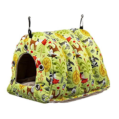 Yajuyi Winter Parrot Cage Hammock Parrots Bird Bed Perch Swing Birdcage Accessories Parrot Shed Birds Hanging Nest for Finches Cockatoo Bluebirds, M