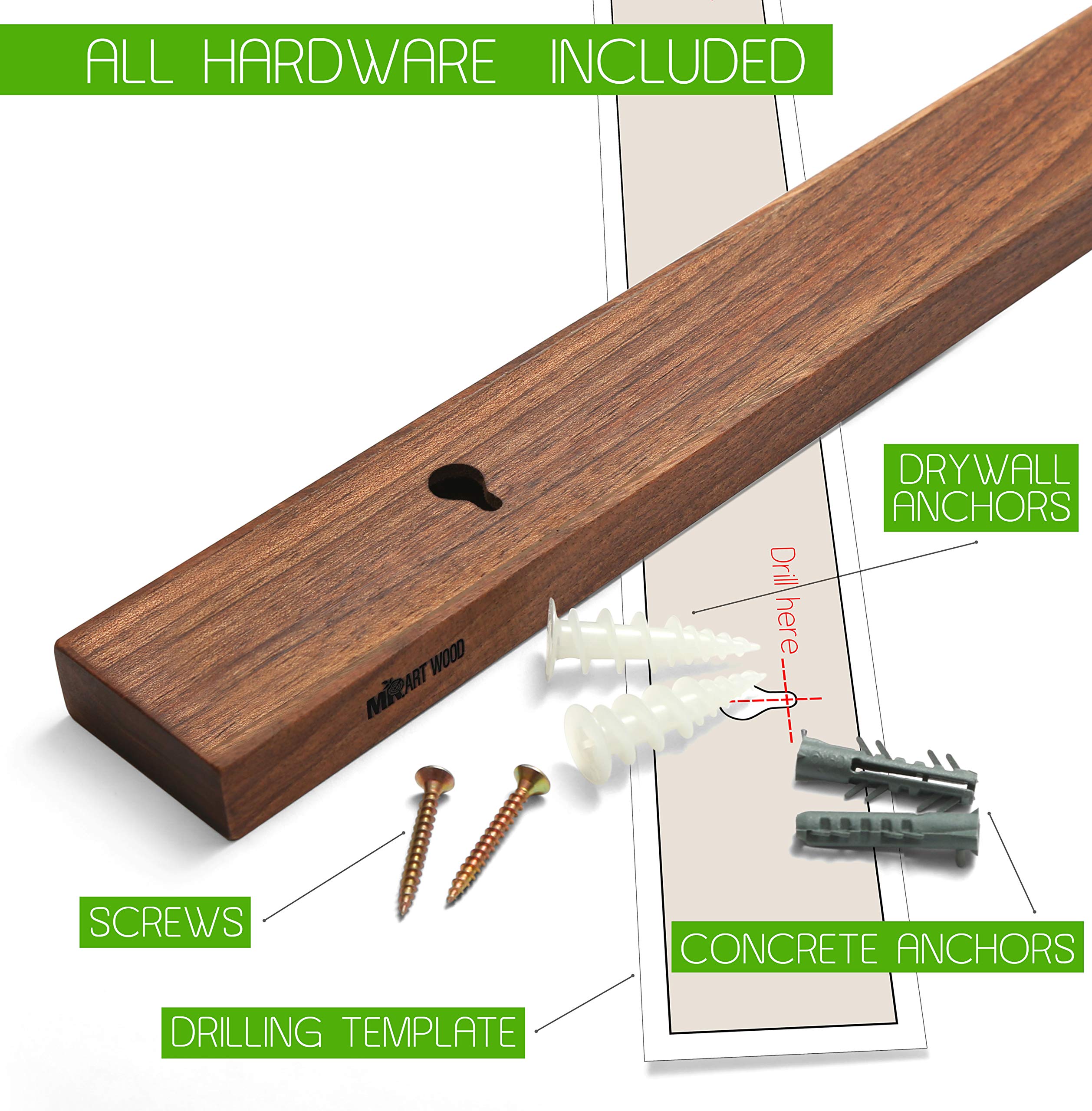 Mr.Art Wood Magnetic Wooden Kitchen Knife Holder Strip Bar, Size 16” – Store Knives and Tools Efficiently, Versatile and Multipurpose, 100% Natural Walnut Wood