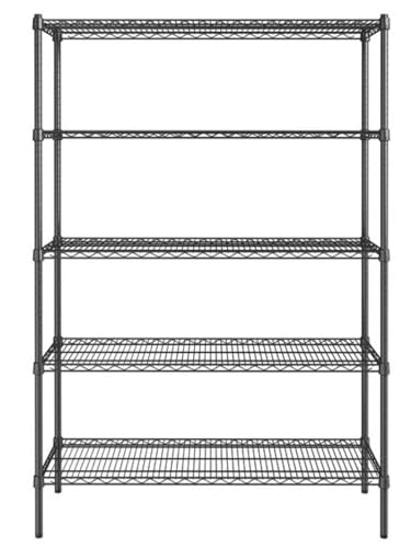 hiLISS Black 5-Tier Metal Adjustable Freestanding Garage Storage Wire Shelving Unit (35.23 in. W x 70.9 in. H x 15.55 in. D)Q