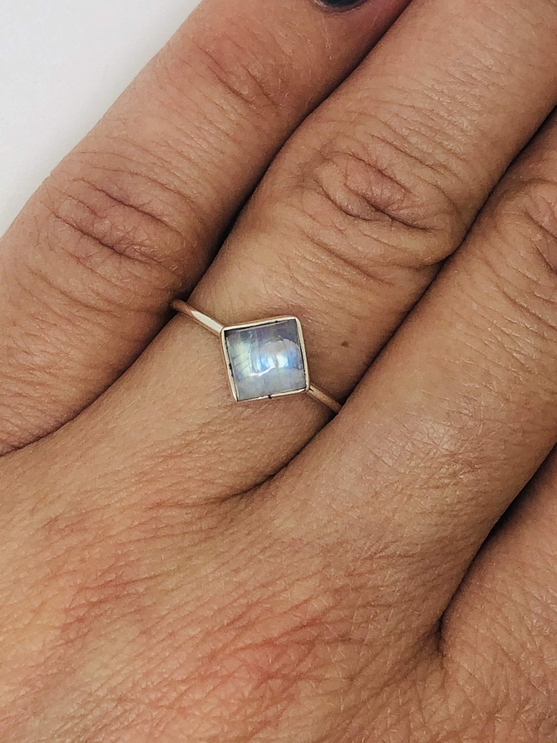 Koral Jewelry Square Moonstone Delicate Ring 925 Sterling Silver Ethnic Vintage Tribal Gipsy Boho Look (9)