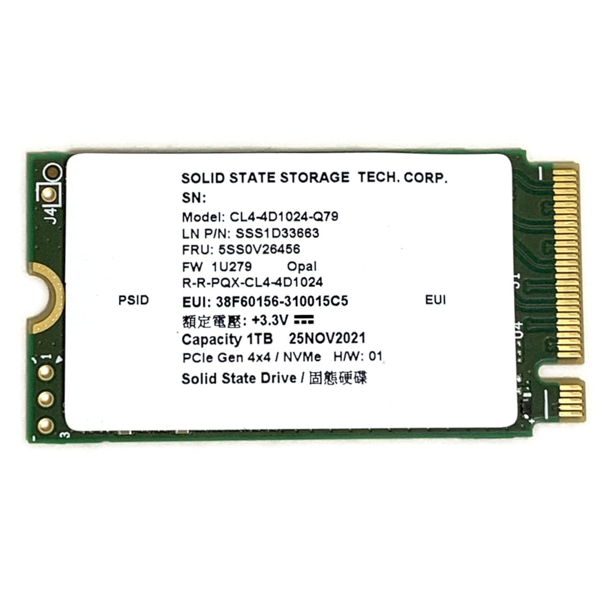SSSTC SSD 1TB M.2 2242 42mm NVMe PCIe 4.0 CL4-4D1024-Q79 Solid State Drive TCG Opal for Lenovo 5SS0V26456 Dell HP and Other Systems