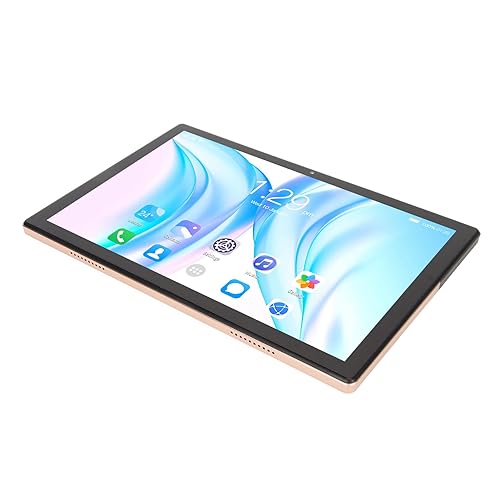 Jopwkuin 10.1 Inch Tablet, Gold Supports Fast Charging 8 Core CPU 100-240V 2 in 1 FHD Tablet for Reading (US Plug)