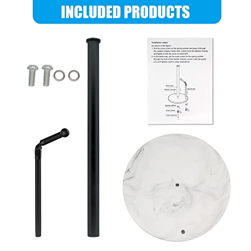 Marble Weighted Paper Towel Holder,Freestanding Black Paper Towel Roll Holder with Tension Arm-for Kitchen Bathroom Countertop,Standard or Jumbo-Sized Roll Holder
