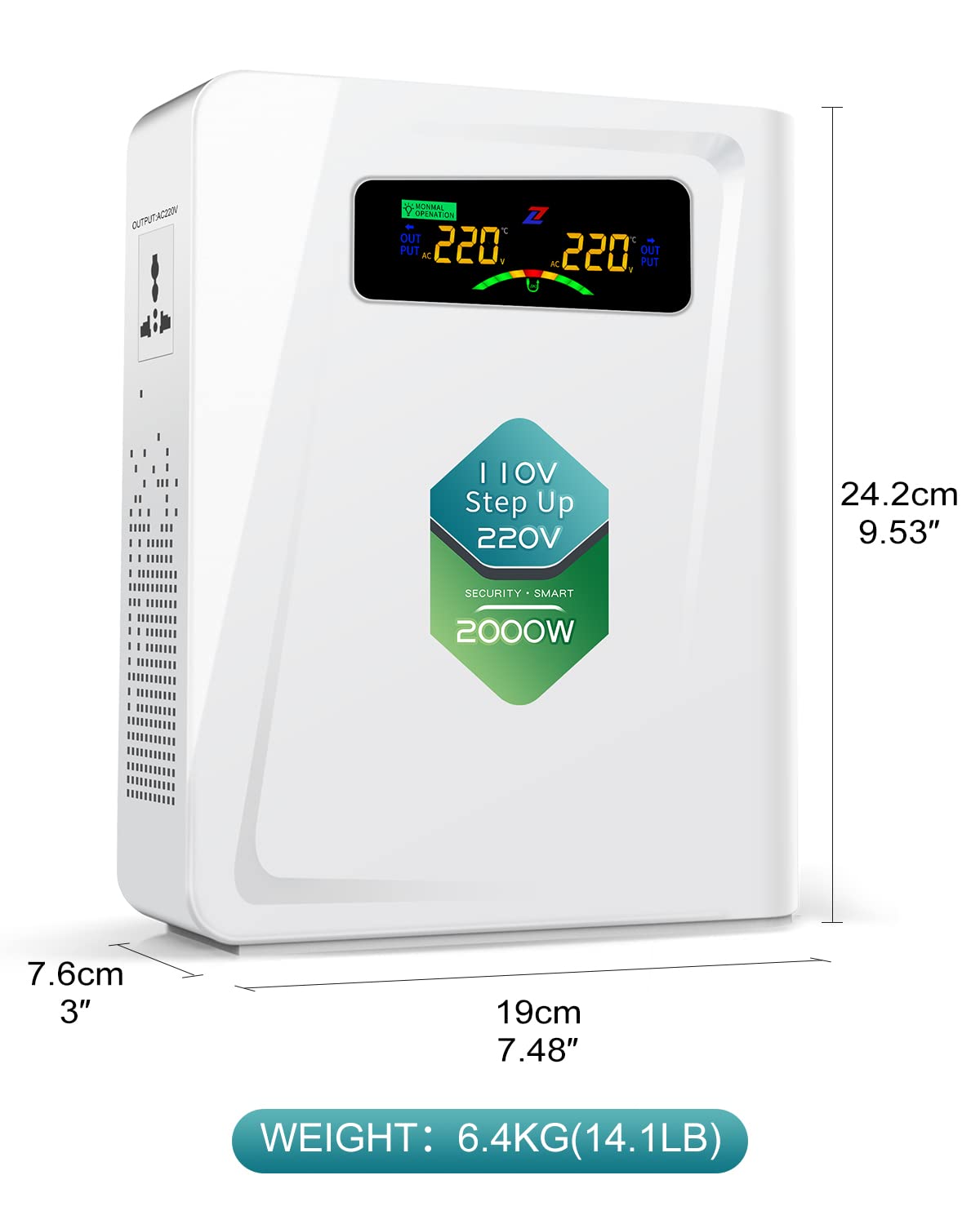 Step Up Transformer 110v to 220v 2000w Voltage Converter, 120v to 240v, No Noise,Suit for Juicer, Chocolate Machine and Other Appliances ,Using 220V Asia Euro Appliance in US