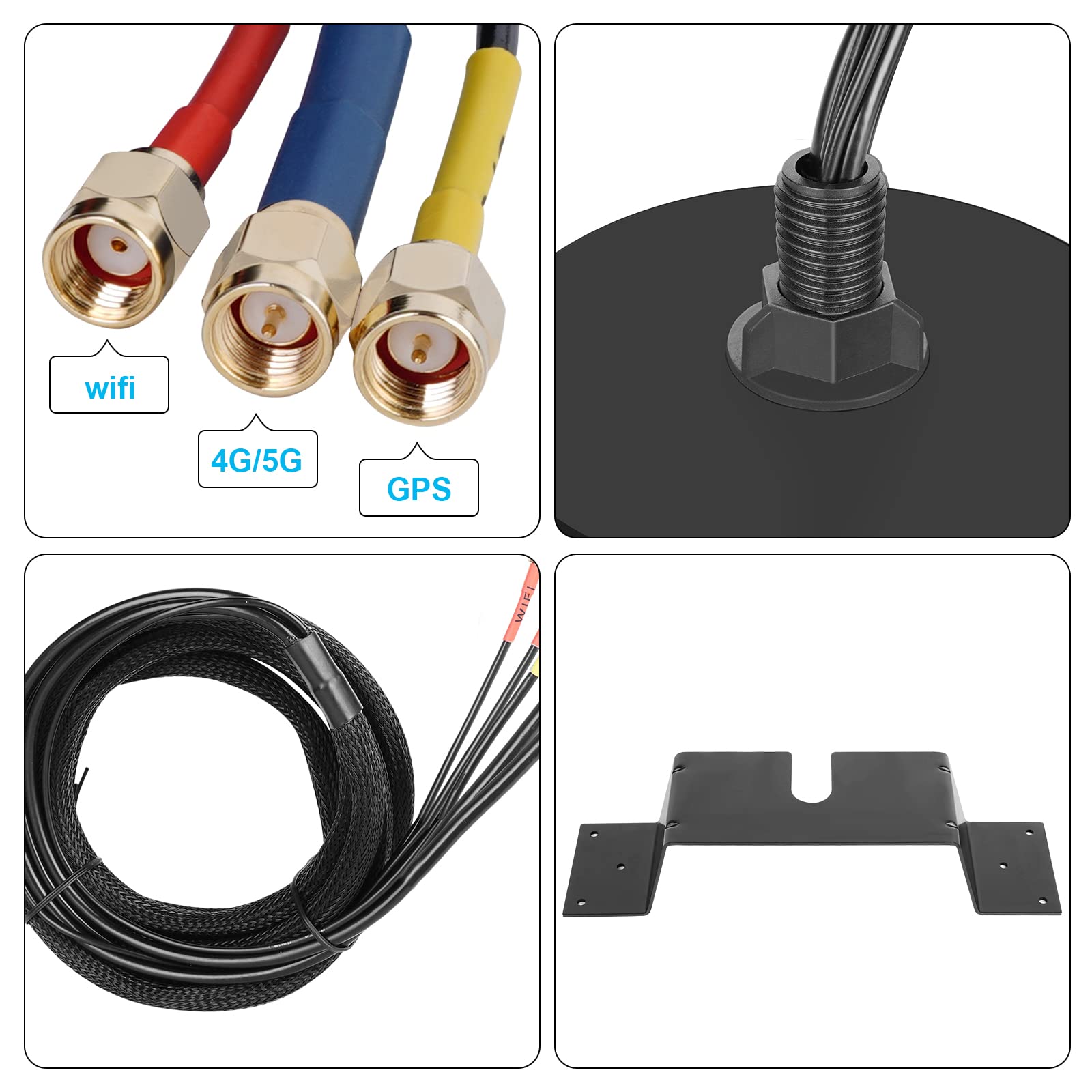 RS 5-in-1 Omni-Directional Antenna Wi-Fi/WiFi 6E Fixed Bracket Antennas System IP68 Waterproof 4G/5G + WiFi + GPS Flexible Combination Antenna for RV Vans