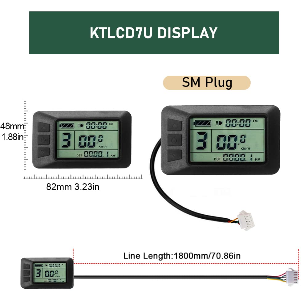 LECHEN Electric Bike Conversion Kit Accessories for KT Control System LCD7 Display for Wheel Hub Motor Kit Accessories (SM)