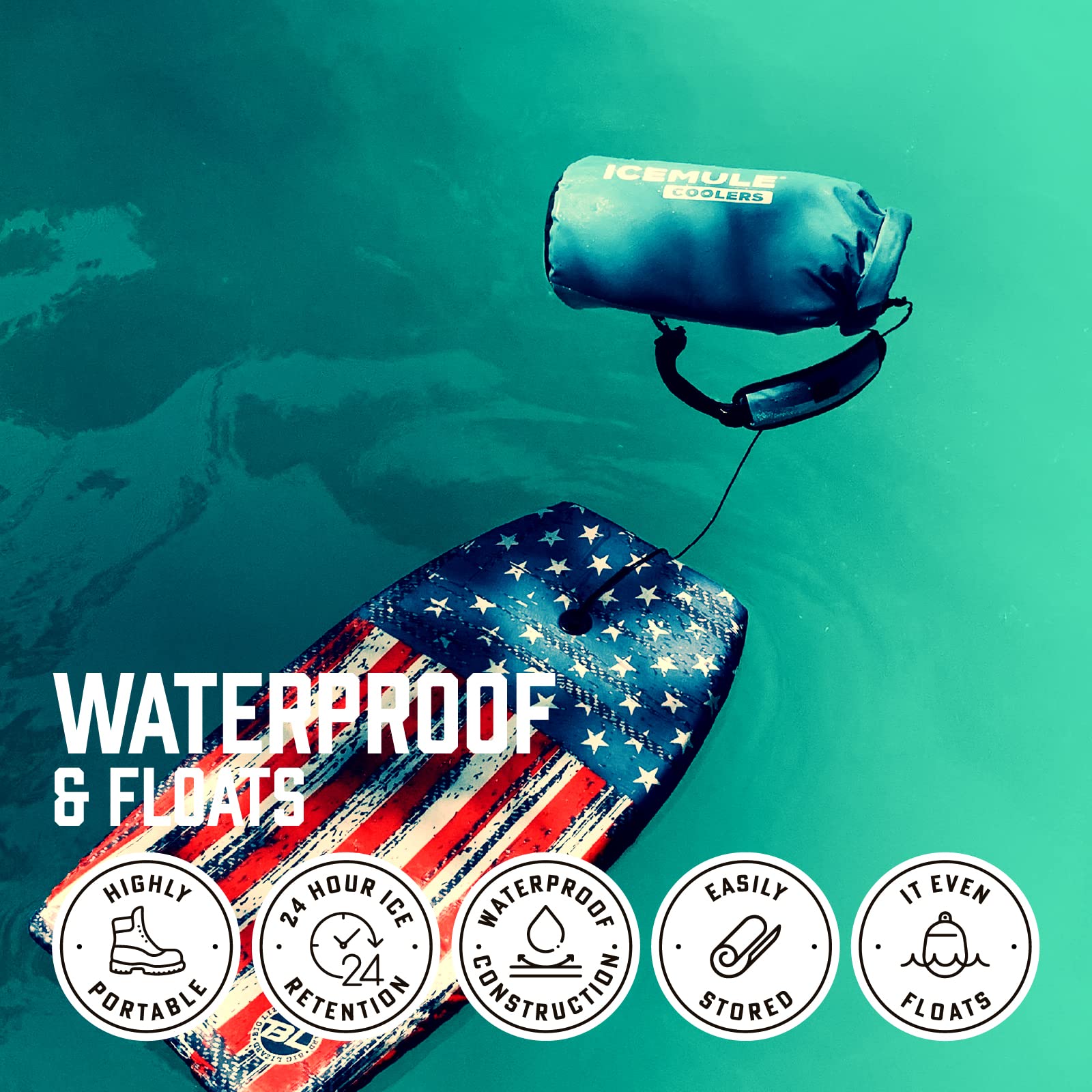ICEMULE Classic Small Collapsible Sling Strap Cooler – Hands Free, 100% Waterproof, 24+ Hours Cooling, Soft Sided Cooler for Hiking, Camping & Fishing, 10 Liter, Fits 12 Cans + Ice