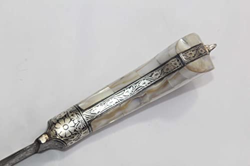 Rajasthan Gems Armor Cracker Dagger Knife Damascus Steel Blade Mother of Pearl Chip Handle B276