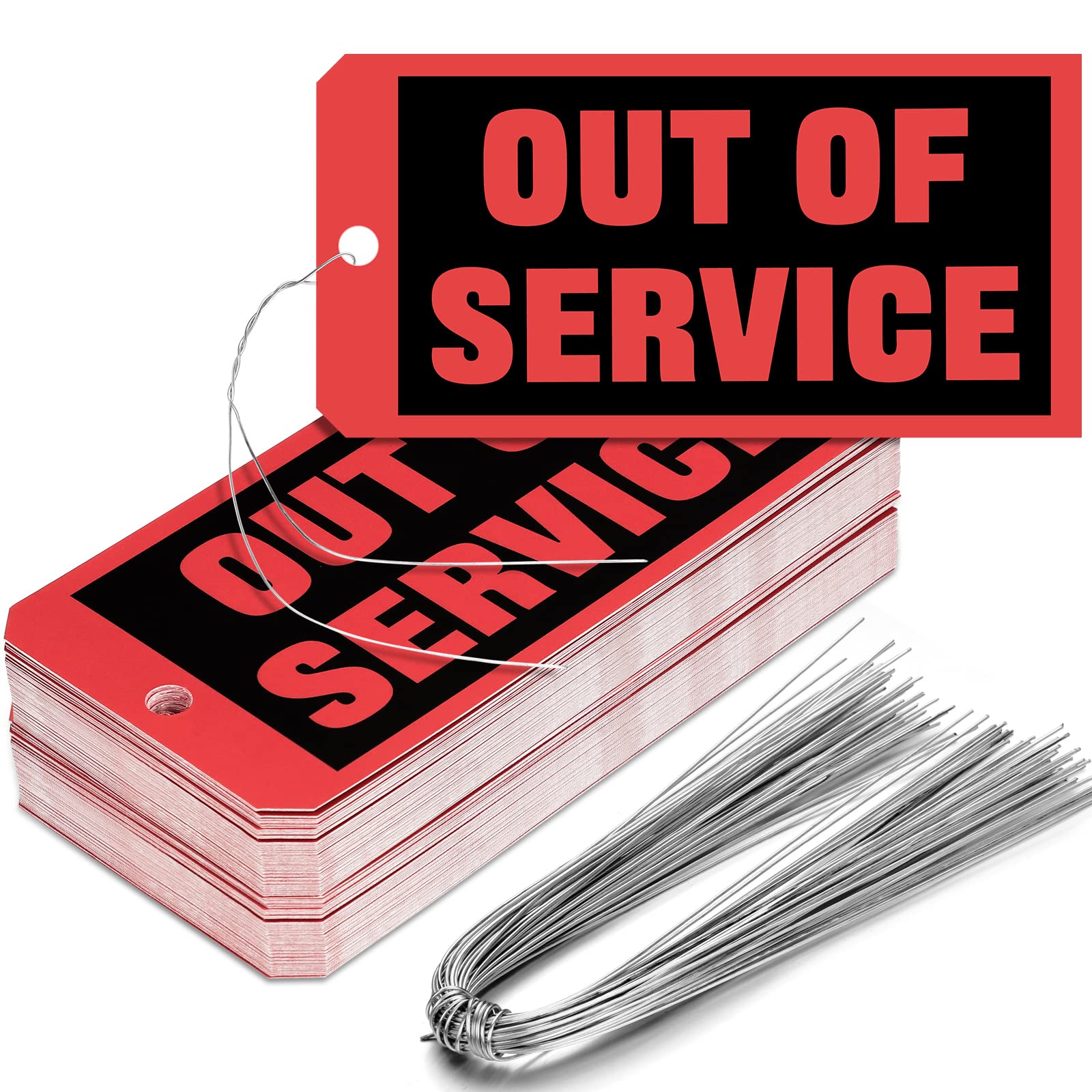 Out of Service Tags 6.22 x 3.15 Inches Maintenance Required Red Tags Repair Tags with 12 Inches Tag Wires Attached for Machine Equipment Inspection Maintenance (100 Packs)