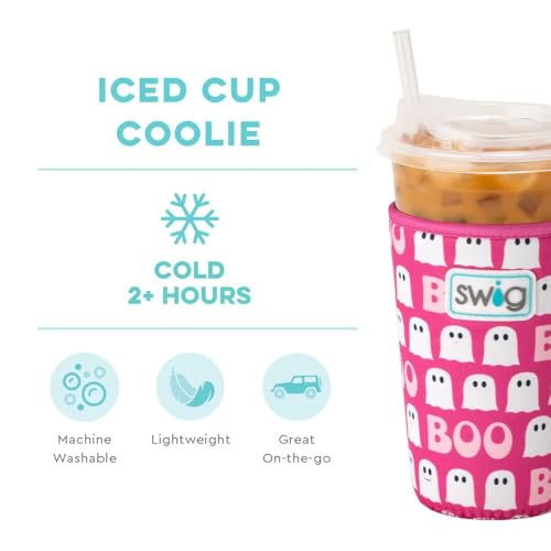 Swig Life Iced Cup Coolie, Standard 22oz Iced Coffee Cup Insulator Sleeve with Handle, Neoprene Insulated Cup Coolie Keeps Drinks Cold, Cup Cooler (Faboolous)