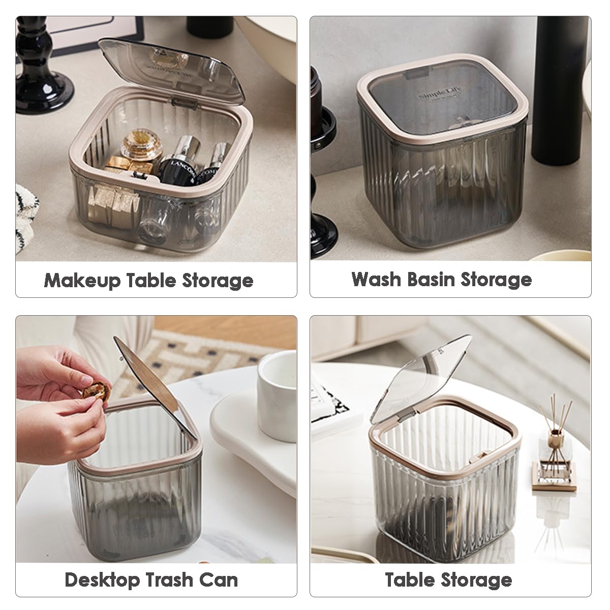 Tomonobu Mini Trash Can with Lid, Small Desktop Trash Can,Removable Small Garbage Can, Ultimate Mini Desktop Storage Box, Tiny Trash Can for Car, Bathroom, Kitchen or Bedroom