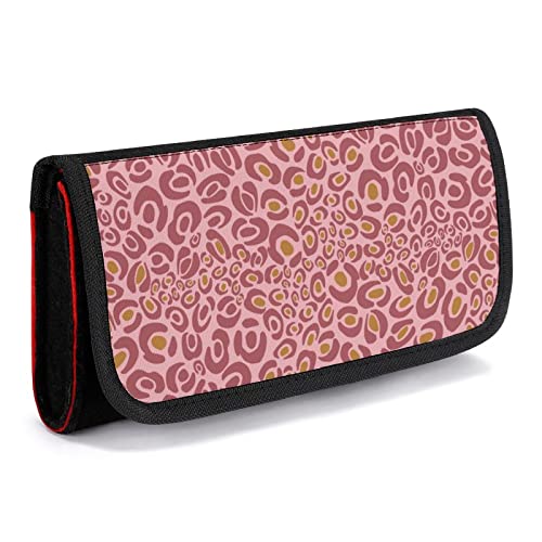Pink and Gold Leopard Carrying Case Storage Holder Bag Printed Handbag for Switch Console Game and Slots Cards Accessories