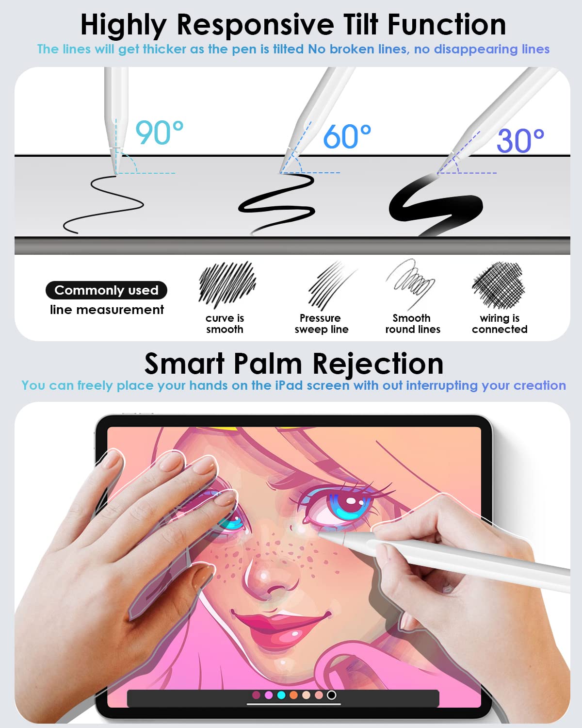 Stylus Pen for iPad ,Same as Apple Pencil 2nd Generation,Pencil 2nd Gen Magnetic Wireless Charging Compatible with Apple iPad Pro 11 in 1/2/3/4, iPad Pro 12.9 in 3/4/5/6, iPad Air 4/5, iPad Mini 6