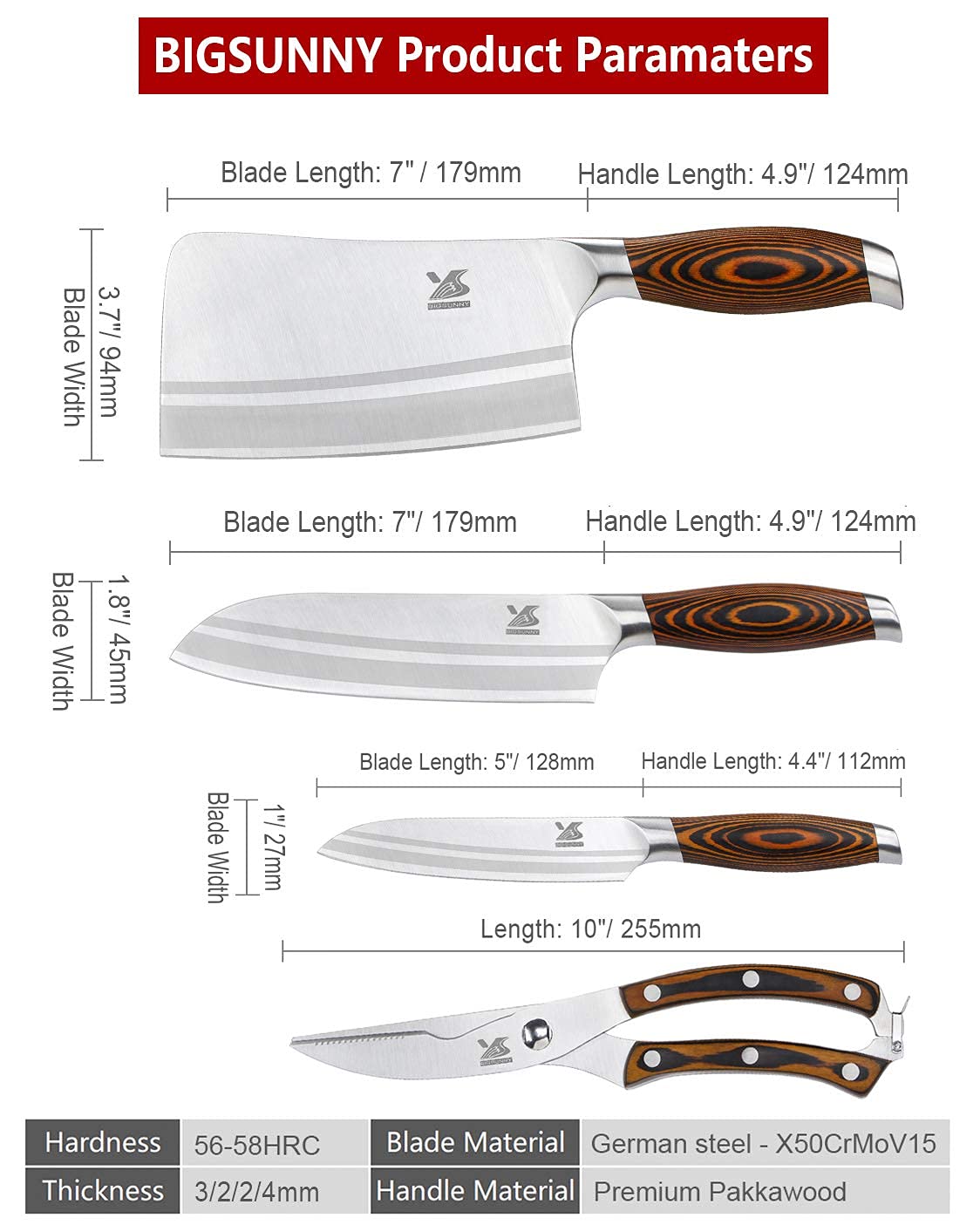 MSY BIGSUNNY 8" Bread Knife Serrated Kitchen Knife of German Steel β Ergonomic Handle β Razor Sharp Blade for Slicing Breads Cakes and Large Fruits