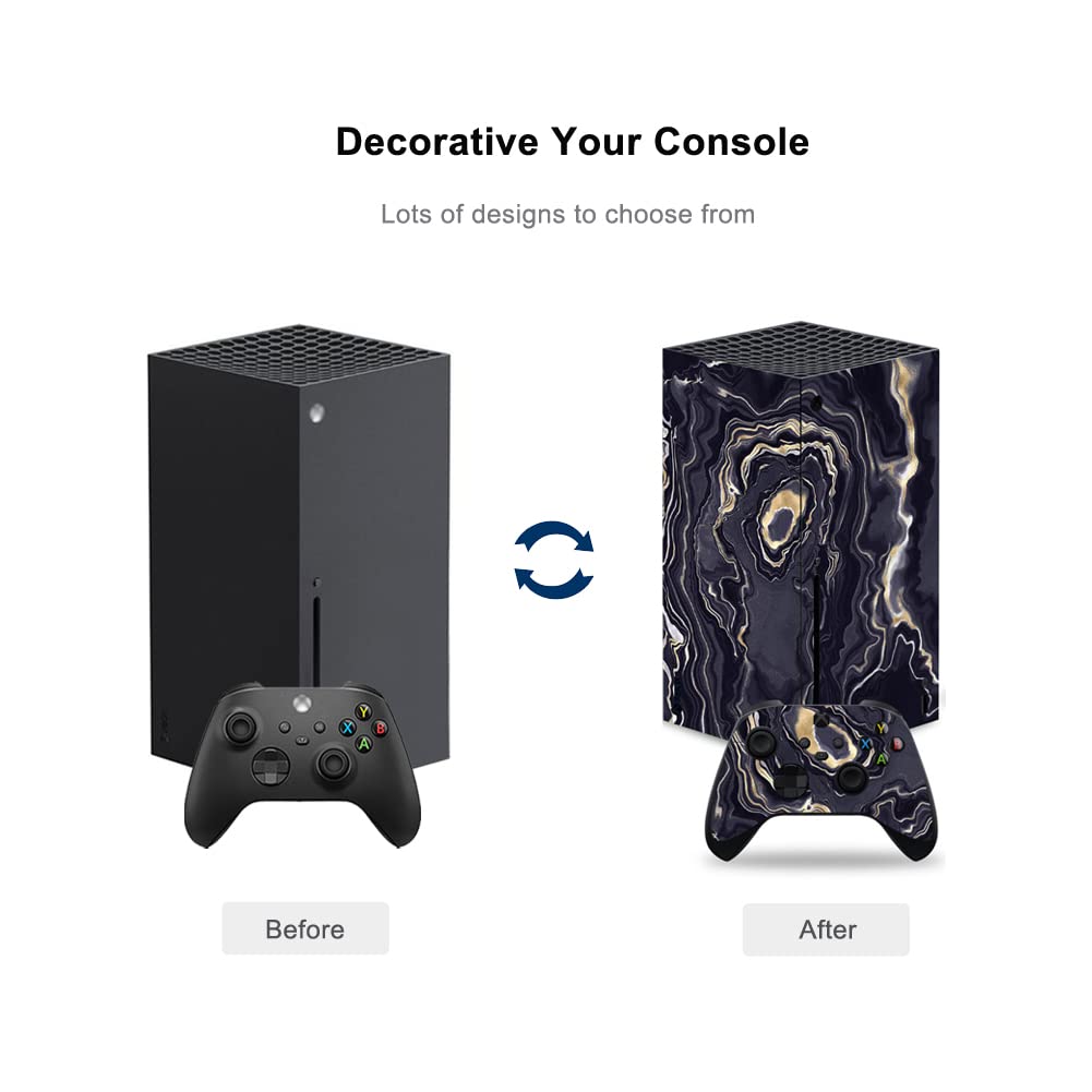 Sticker Decal for Xbox Series X Console and Controller - Full Cover Protective Skin Set Compatible with Xbox Series X (Black Art)