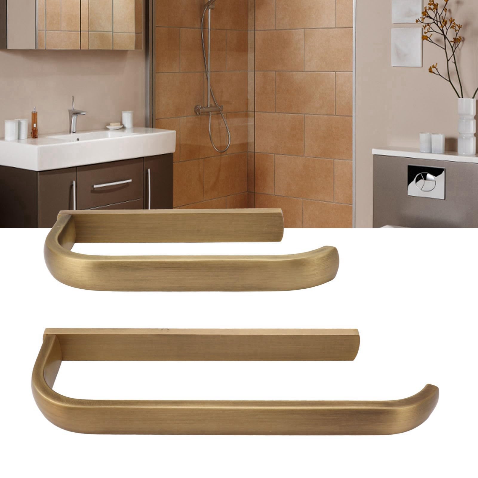 Stainless Steel Towel Rack, Wall Mounted Retro Style Space Saving Antique Brass Towel Holder for Bathroom Entrance(Large)